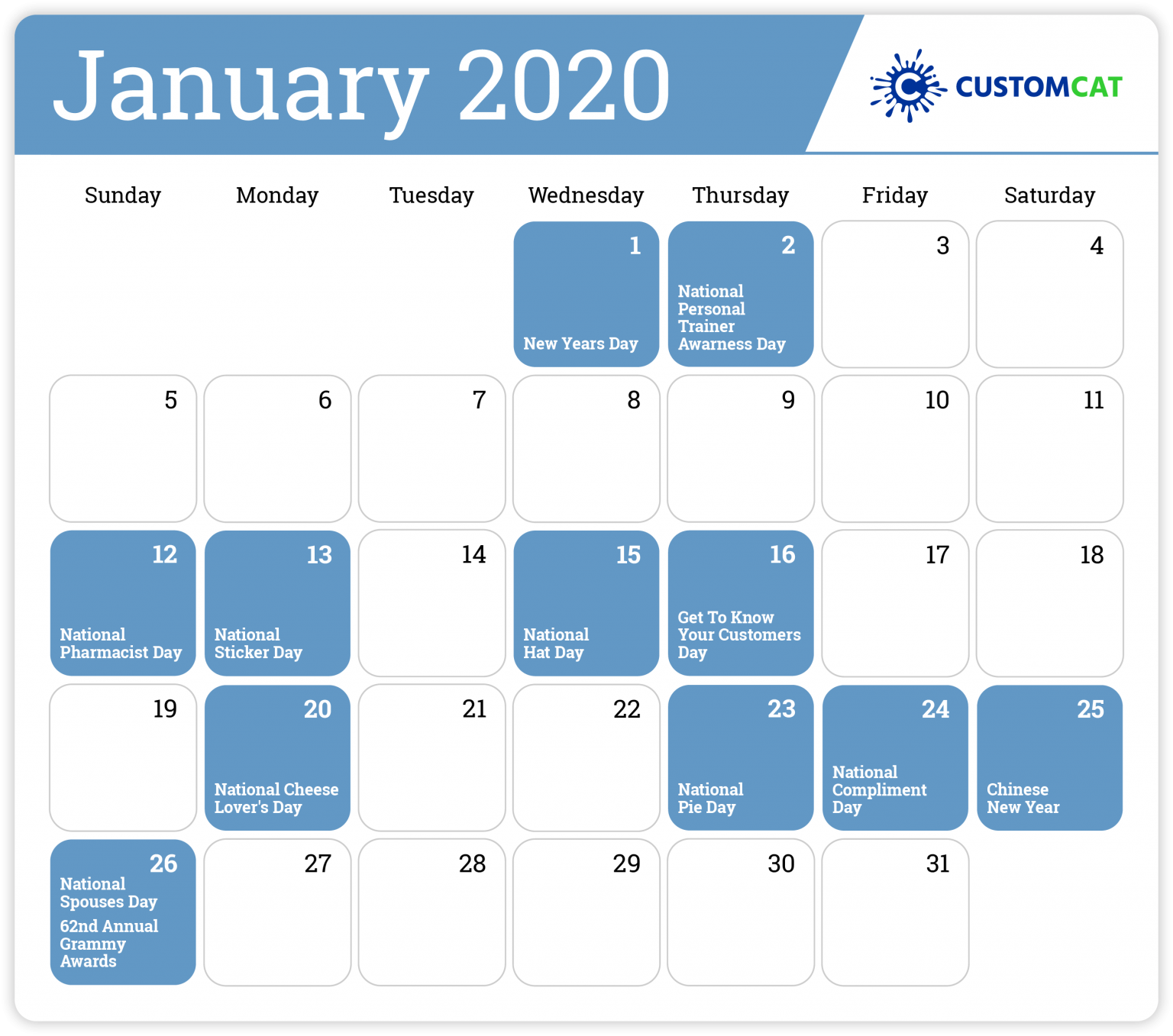2020 Ecommerce Holiday Marketing Calendar - CustomCat